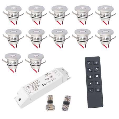 |Mini Spotlights|Set of 12 1W LED aluminium mini recessed spotlights ...